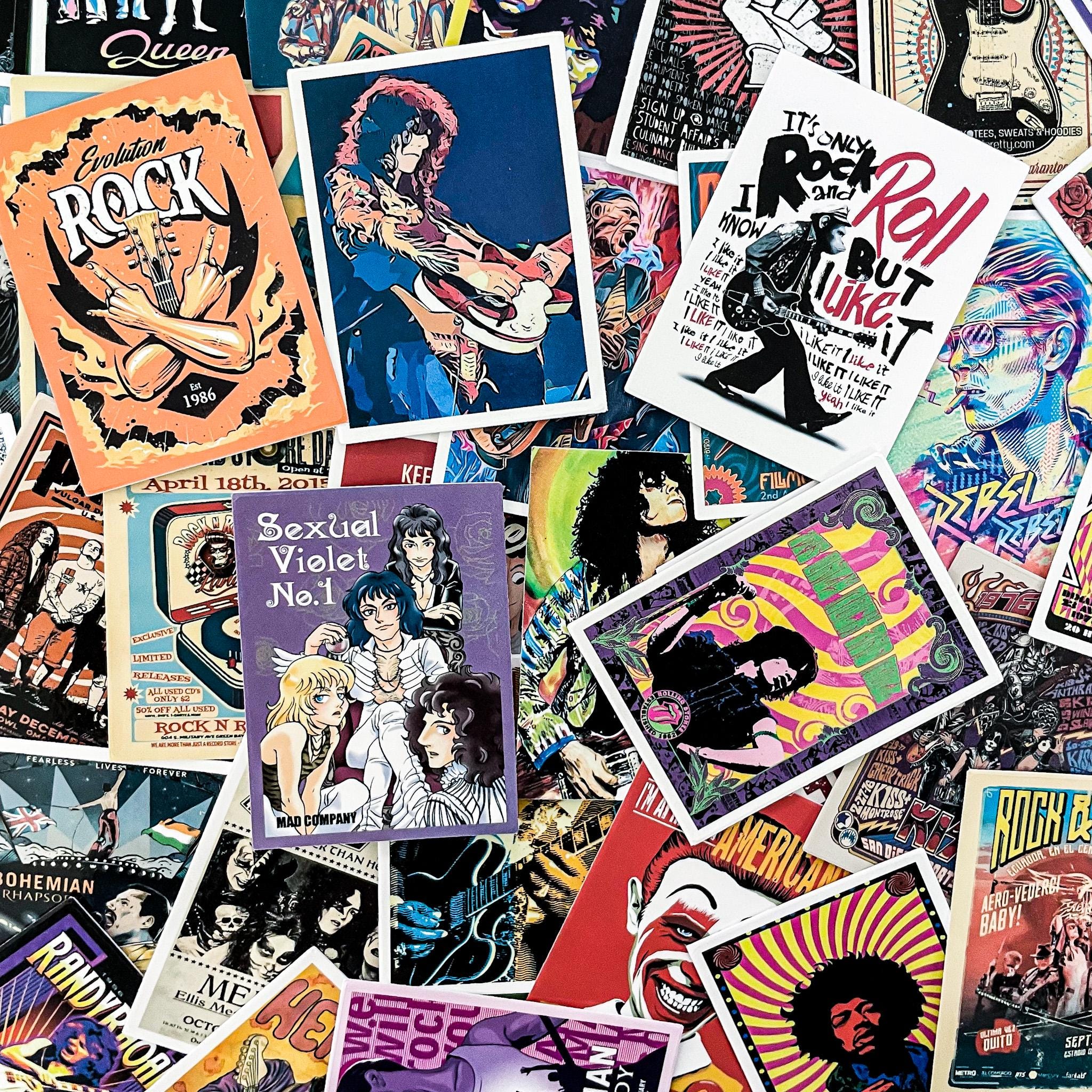 50 Random Band Poster Stickers, Rock and Roll Stickers, Artistic ...