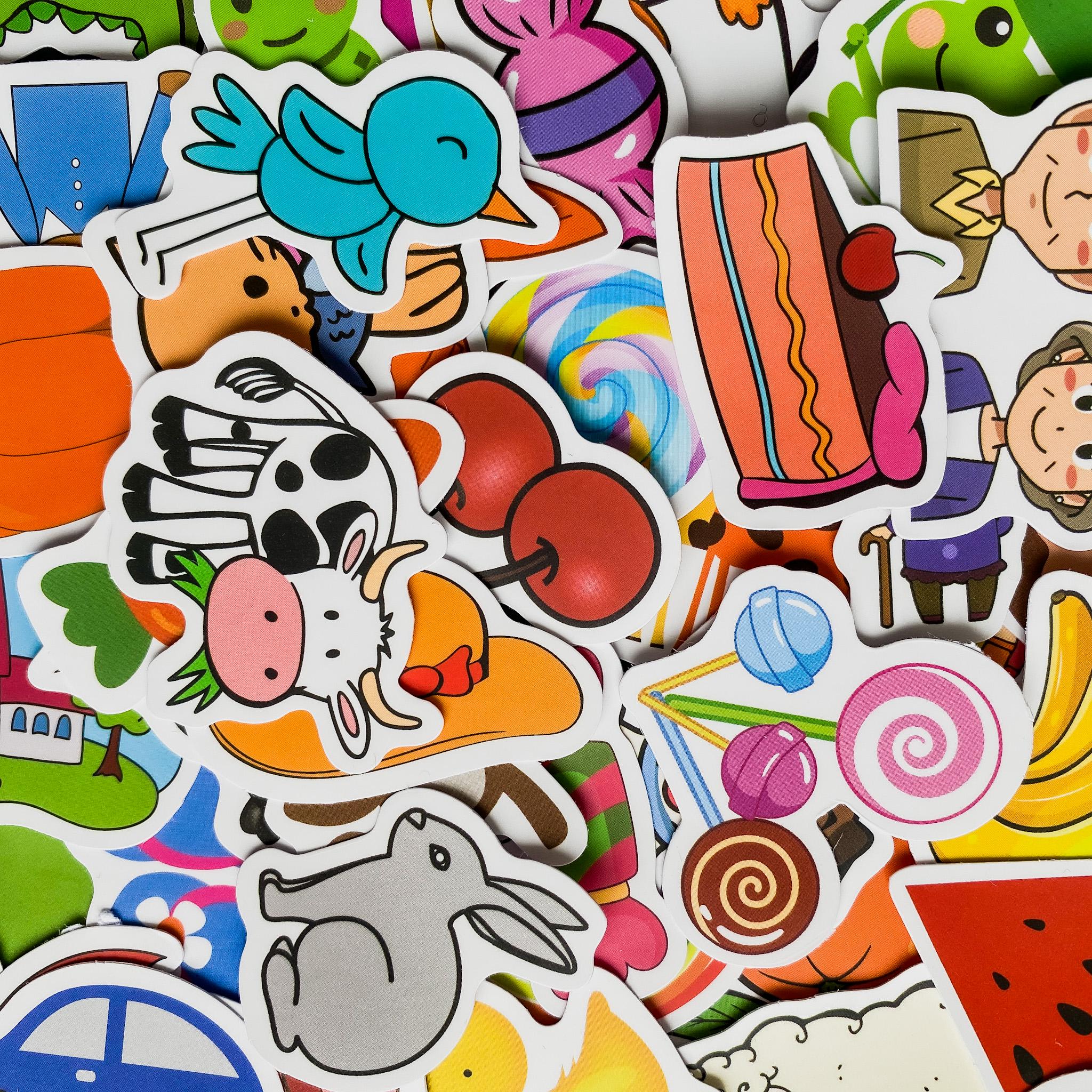 50 Random Cute Stickers, Adorable Cartoon Sticker Pack, Animal and ...