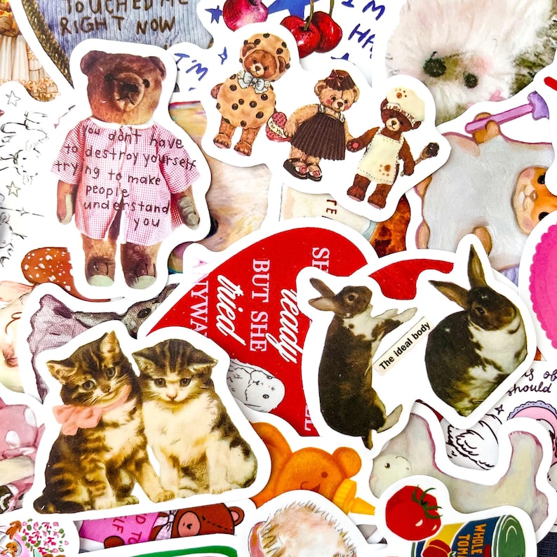 50PCS Whimsical Girly Stickers, Pastel Aesthetic Stickers, Cute Cozy ...