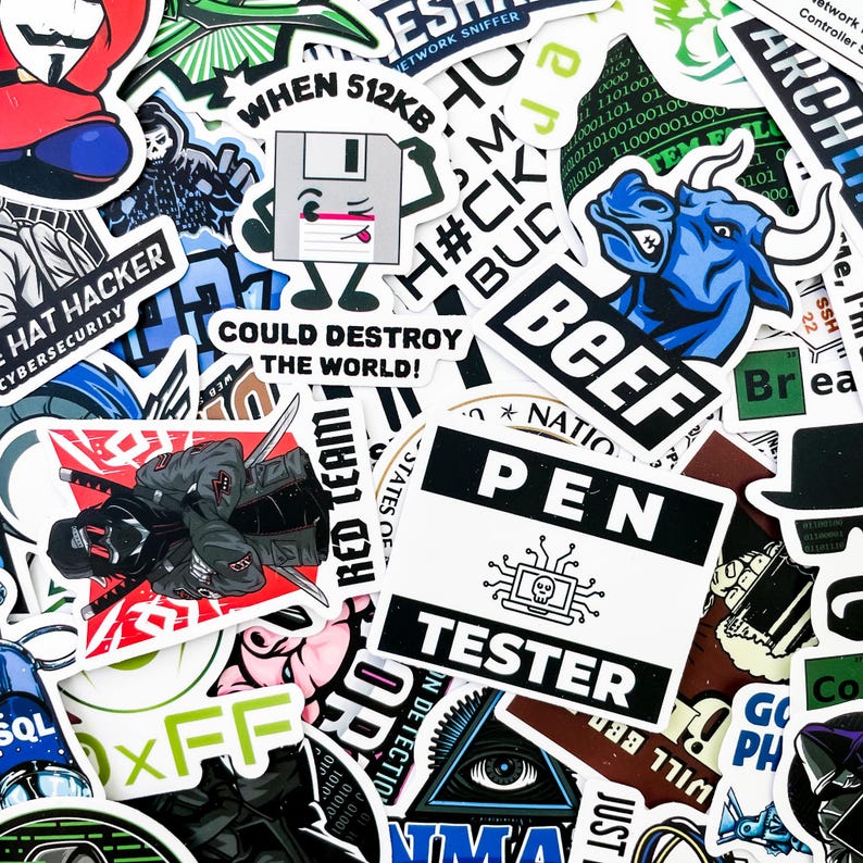 50 Random Hacker Stickers, Cybersecurity Stickers, Waterproof Stickers ...