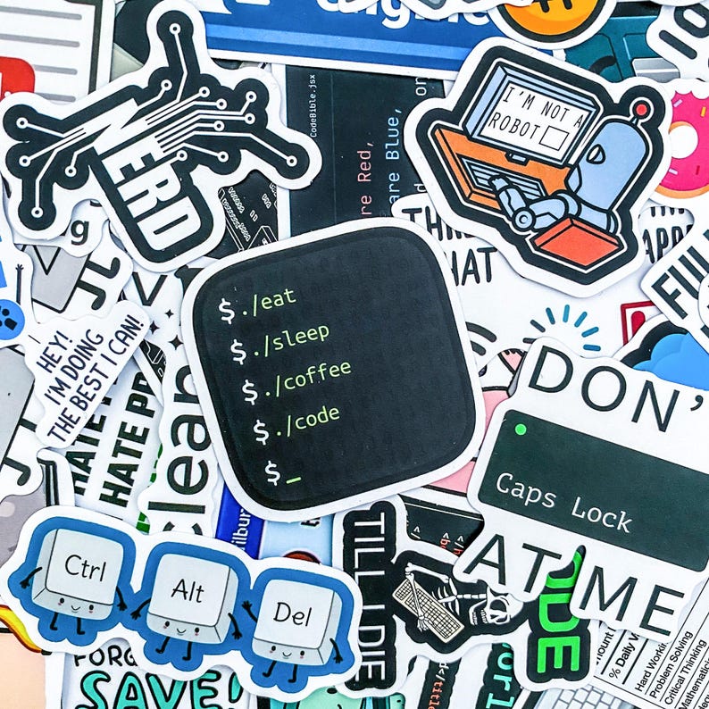 50 Random Tech Stickers for Programmers, Funny Vinyl Coding Stickers ...