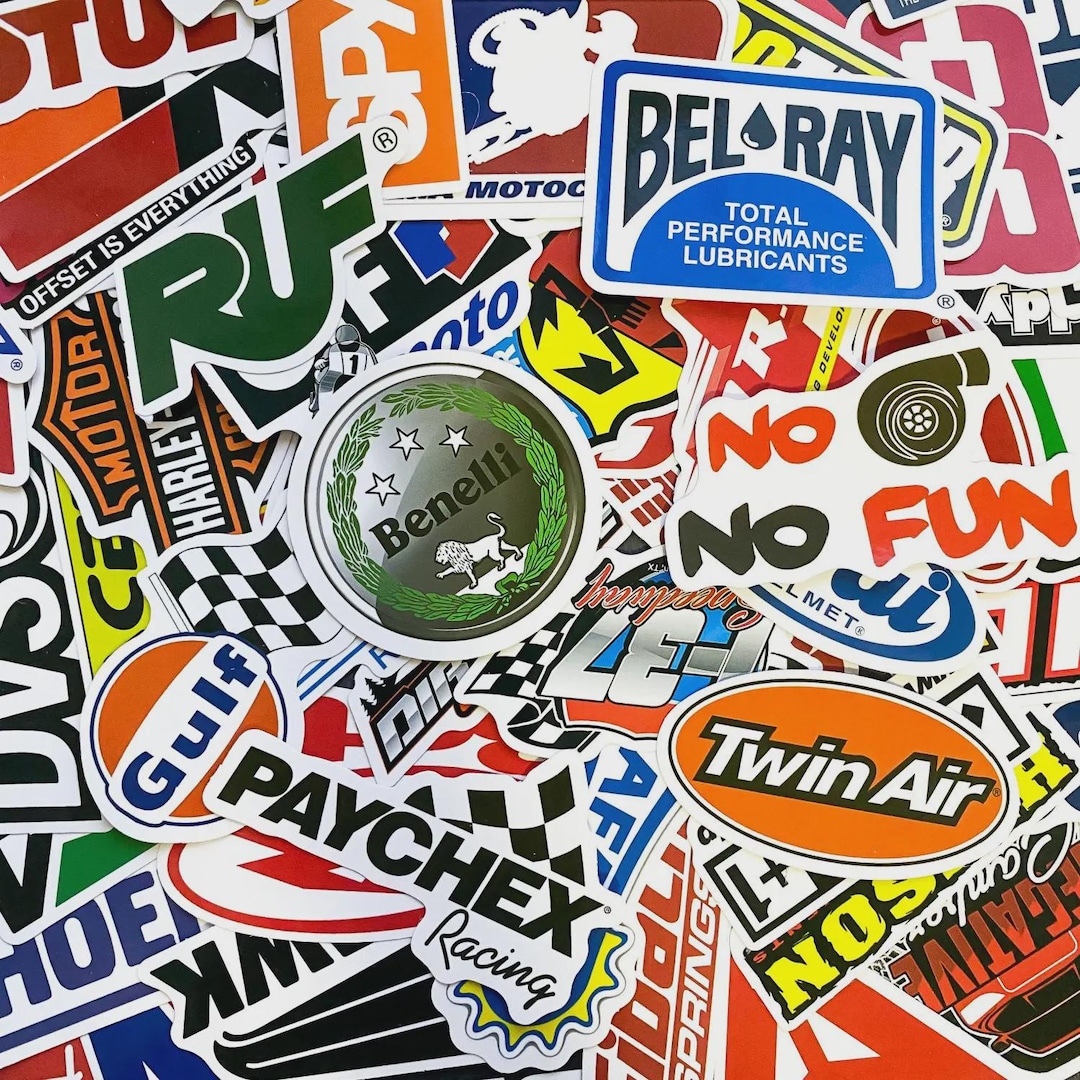 100 Random Racing Stickers, Helmet Decals, Waterproof F1 Stickers ...