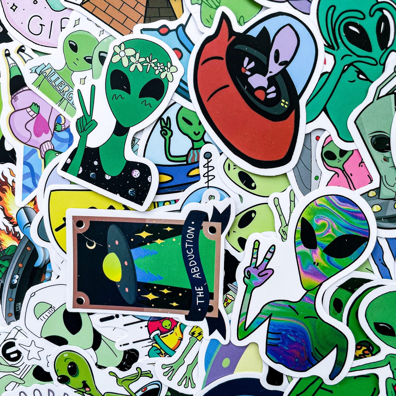 50pcs UFO Stickers, Alien Stickers, Space Stickers, Funny Cartoon ...