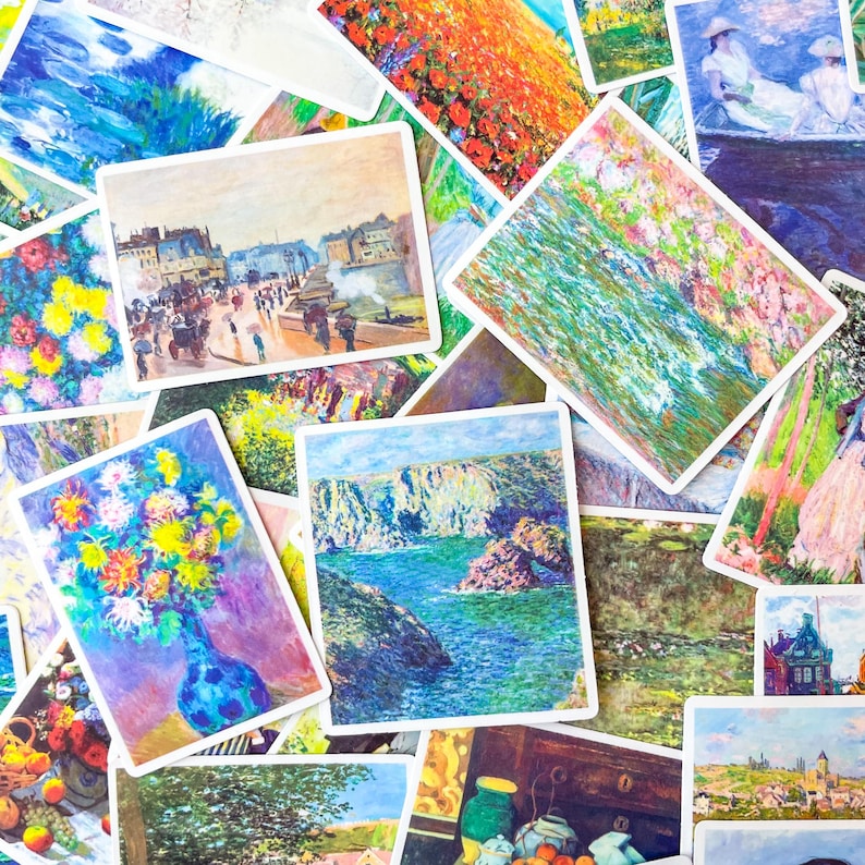 50PCS Monet Graffiti Stickers, Retro Aesthetic Art Stickers, Colorful ...