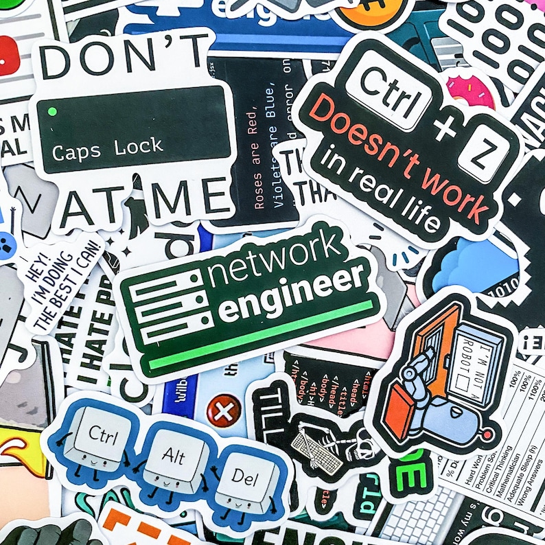 50 Random Tech Stickers for Programmers, Funny Vinyl Coding Stickers ...