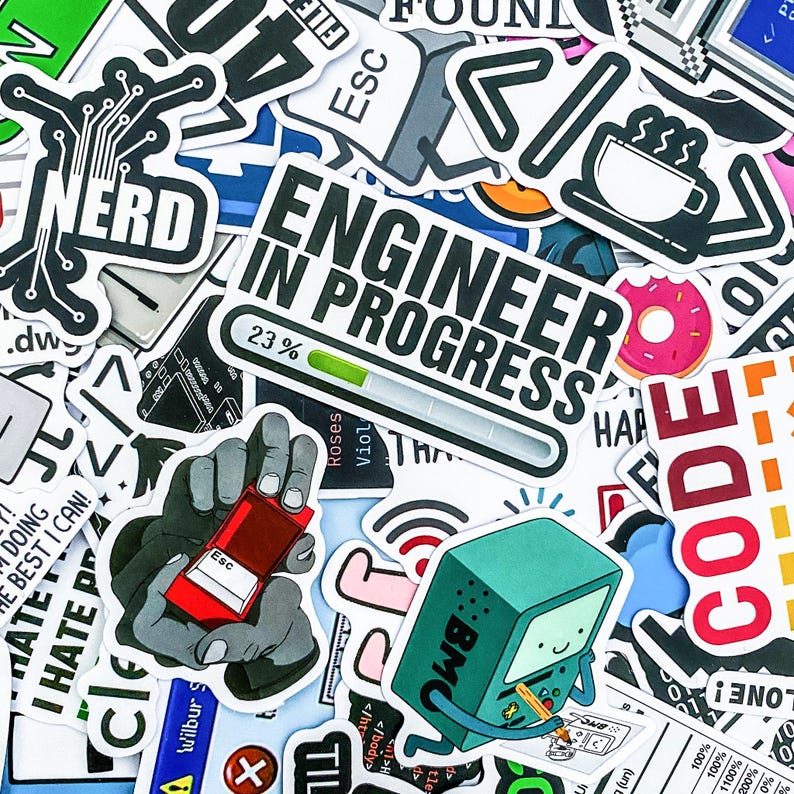 50 Random Tech Stickers for Programmers, Funny Vinyl Coding Stickers ...