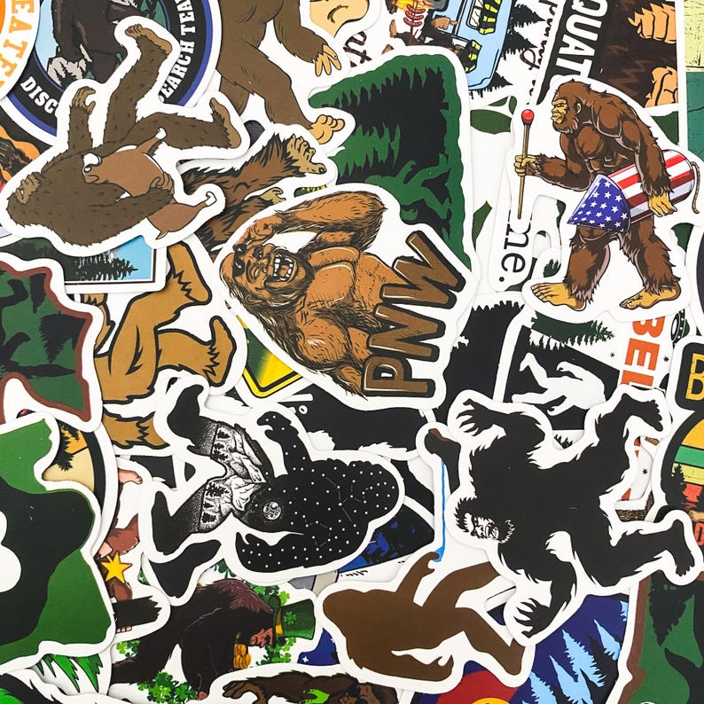 50 Random Cool Bigfoot Stickers, Mythical Creature Decals, Outdoor ...