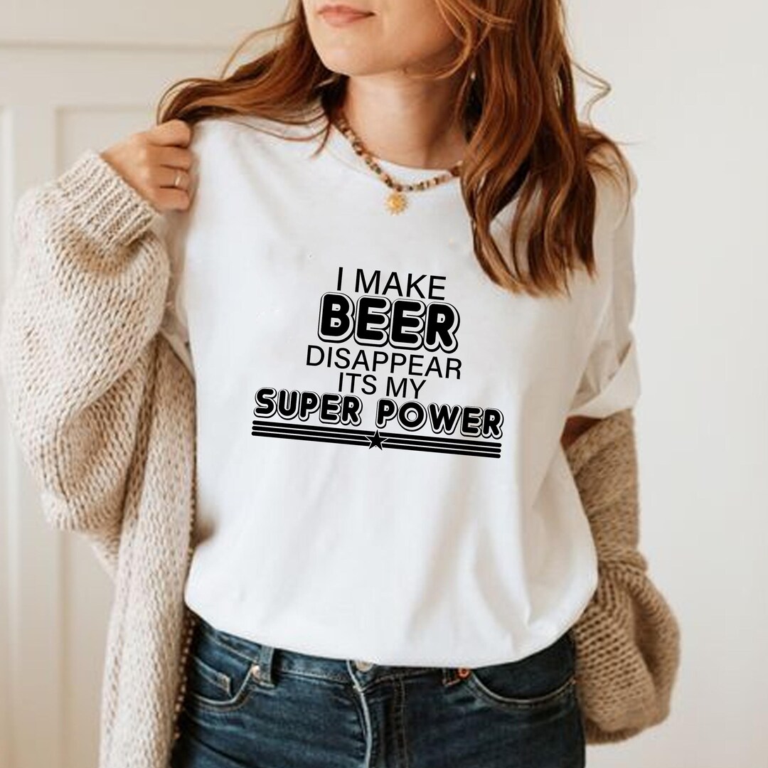 I Make Beer Disappear Printed T-shirt, Cartoon Figure T-shirts, Short ...