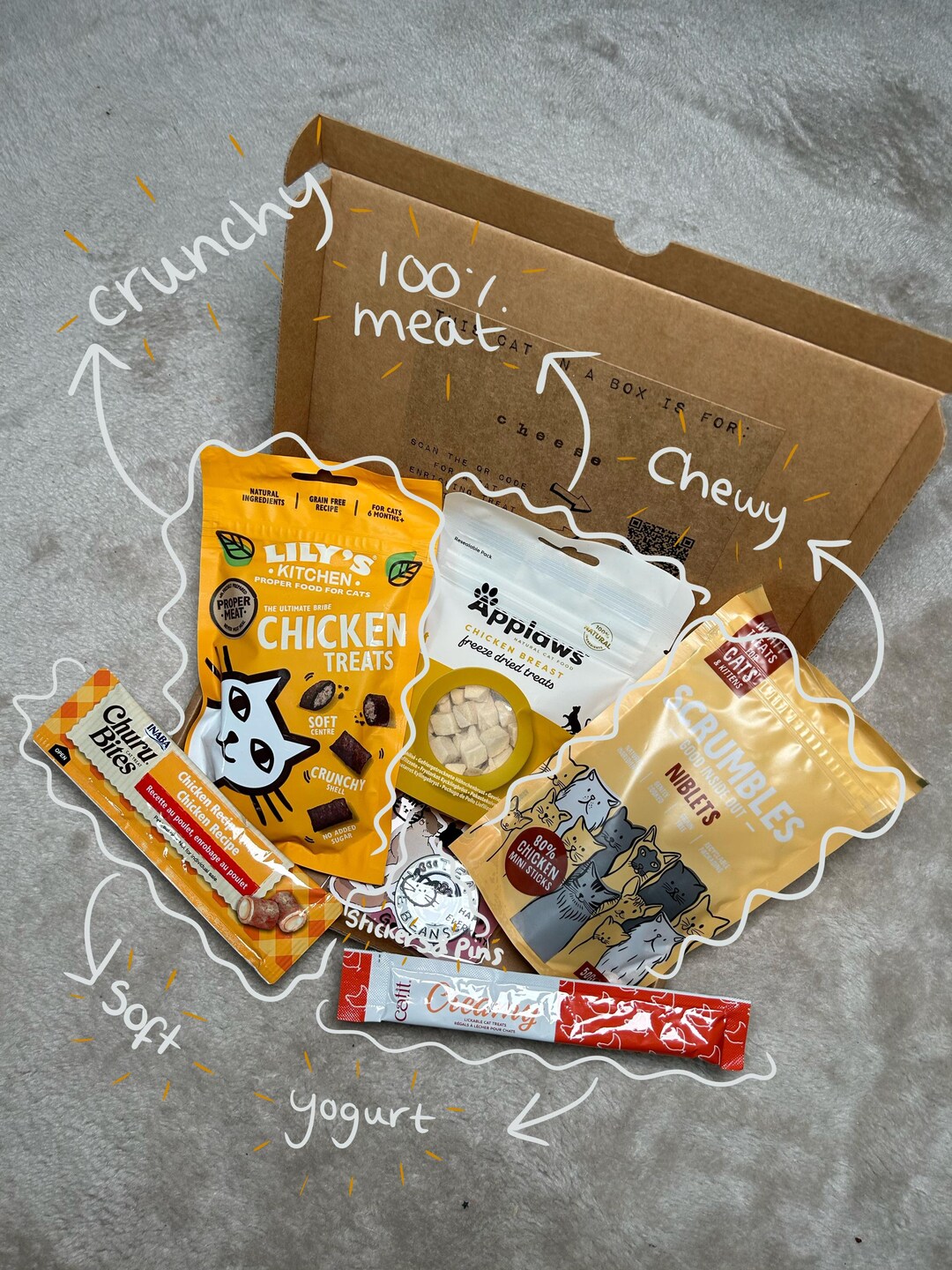 Cat Treat Gift Box, Personalised Cat Goodie Box, Grain Free, Real Meat ...