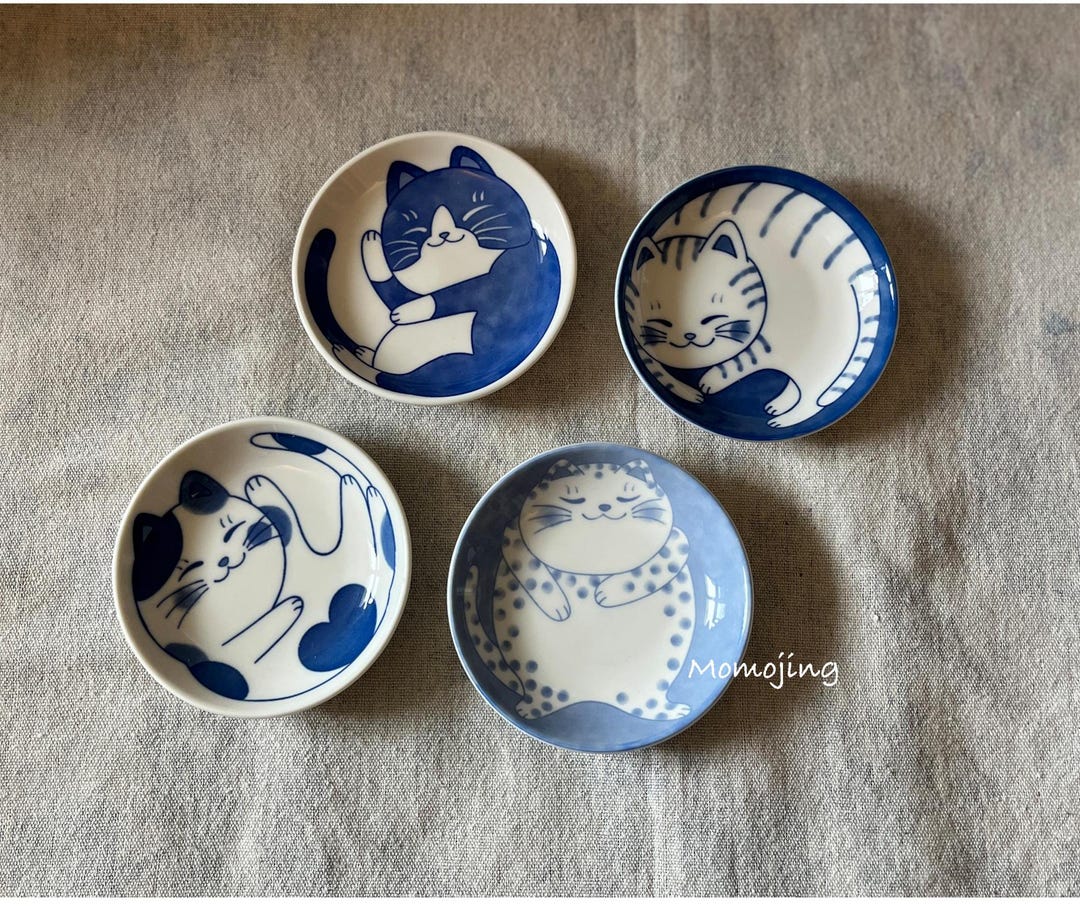 Japanese Ceramic Cat Sauce Dish – Overglaze Dessert Plate - Etsy