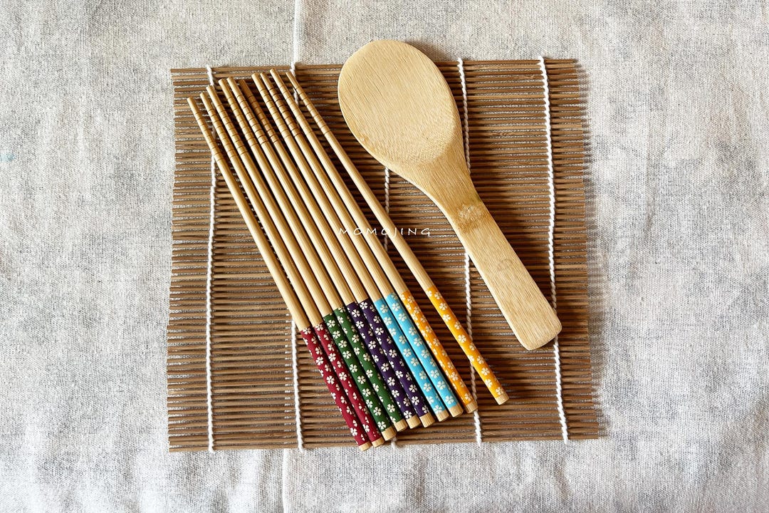 Japanese Chopstick Set, Cherry Blossom Bamboo, Sushi Making Gift Set - Etsy