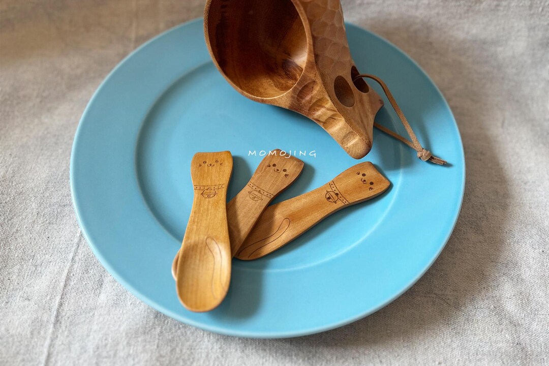 Small Wooden Carton Cat Wooden Spoons, Perfect for Catlovers, Cute ...