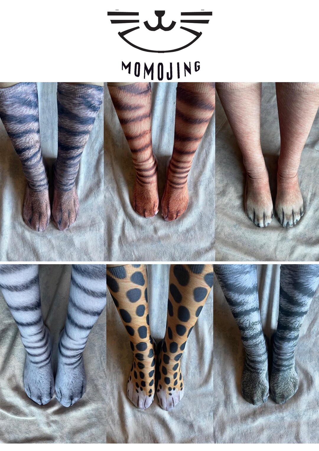 Realistic Animal Paw Prints Mid-calf Socks Funny and Creative Foot Hoof ...
