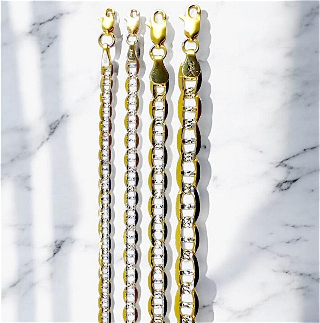 10k Gold SOLID Pave Mariner Anchor Chain Necklace Bracelet Real Gold ...