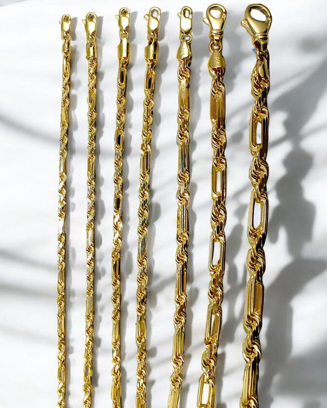 14k Gold SOLID Figarope Milano Chain Necklace Bracelet Real Gold ...