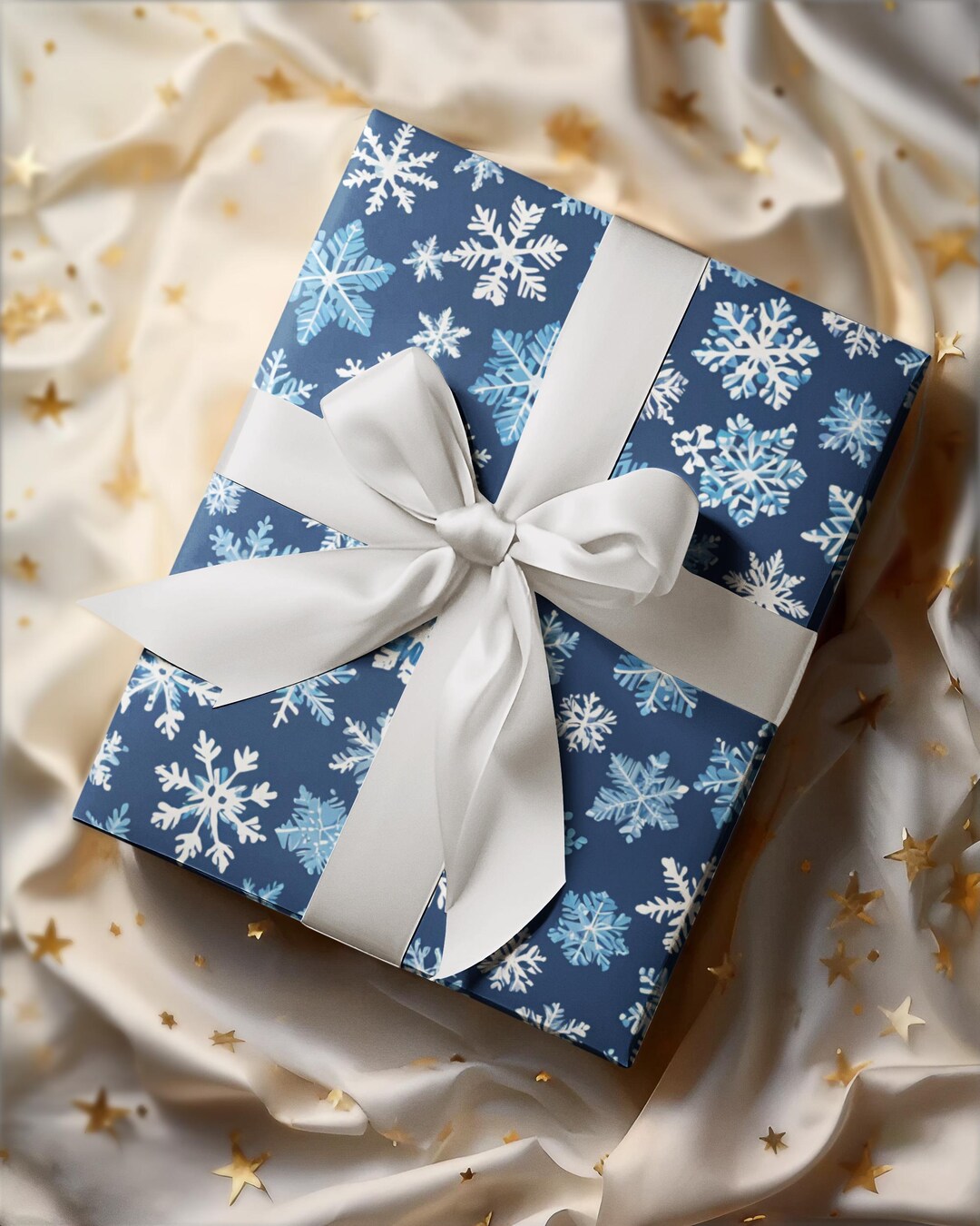 Wrapping Paper, Snowflake Blue & White Wrapping Paper, Christmas Gift ...