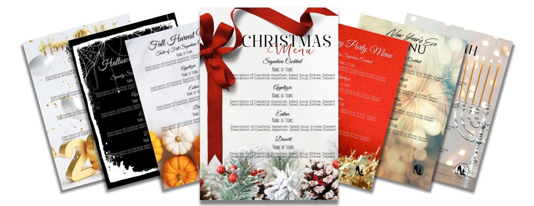 Ultimate Holiday Menu Template Bundle-8 Menu Templates (canva Template ...