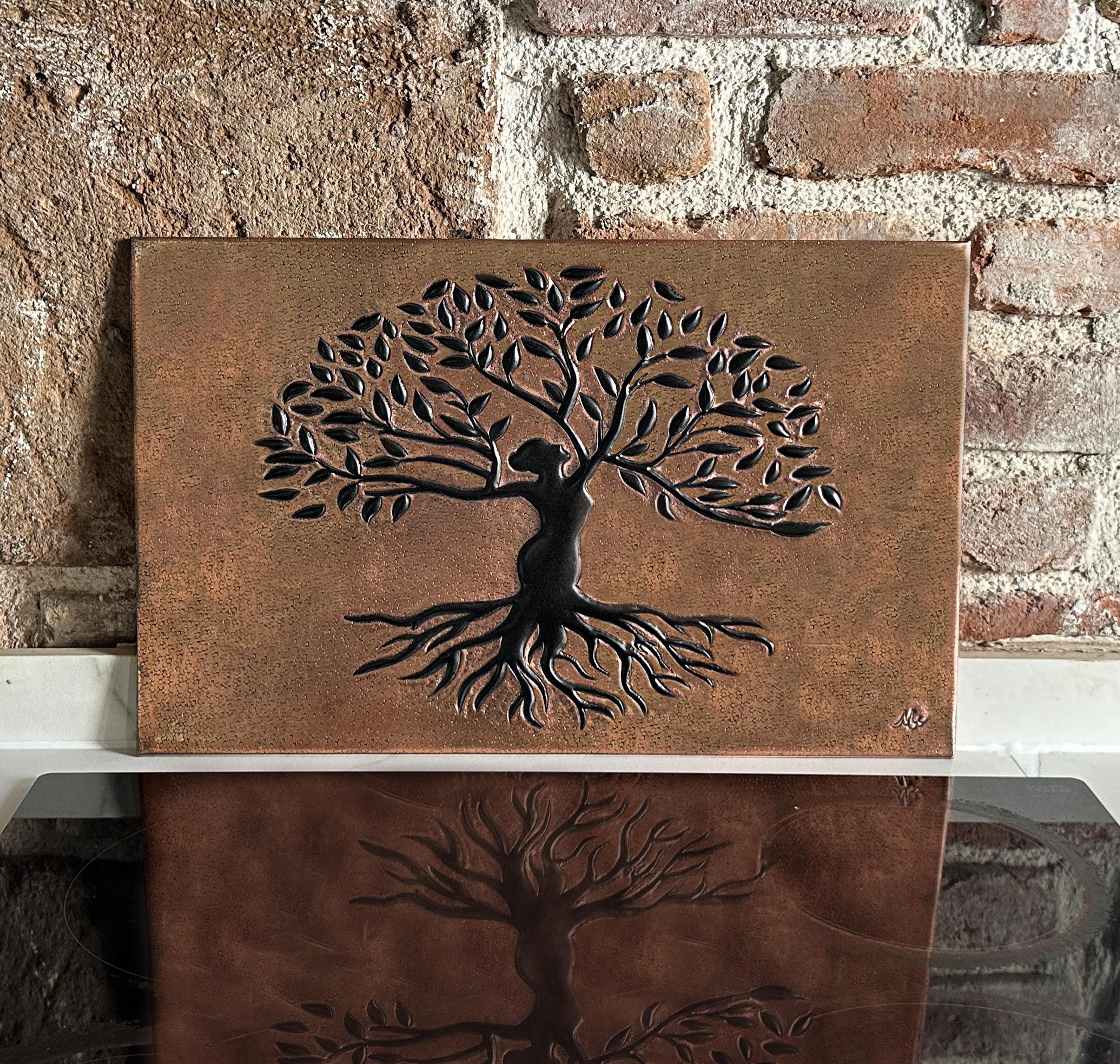 Copper Tree of Life With Womens Silhouette Kitchen Backsplash,rooted ...