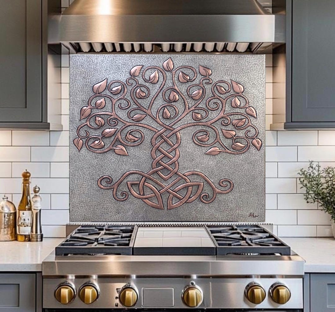 Celtic Tree of Life Backsplash Tile,handmade Copper Celtic Wall Art for ...