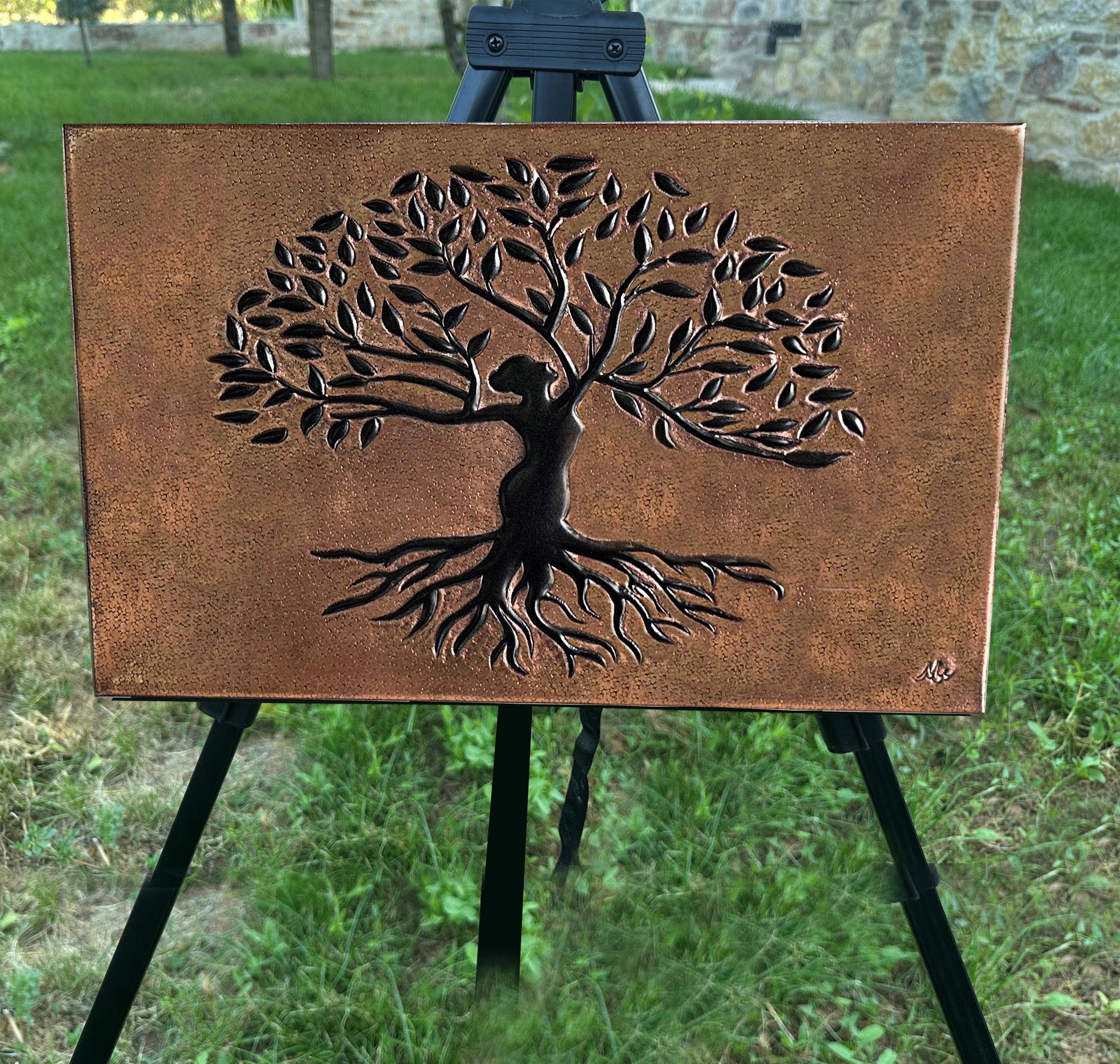 Copper Tree of Life With Womens Silhouette Kitchen Backsplash,rooted ...