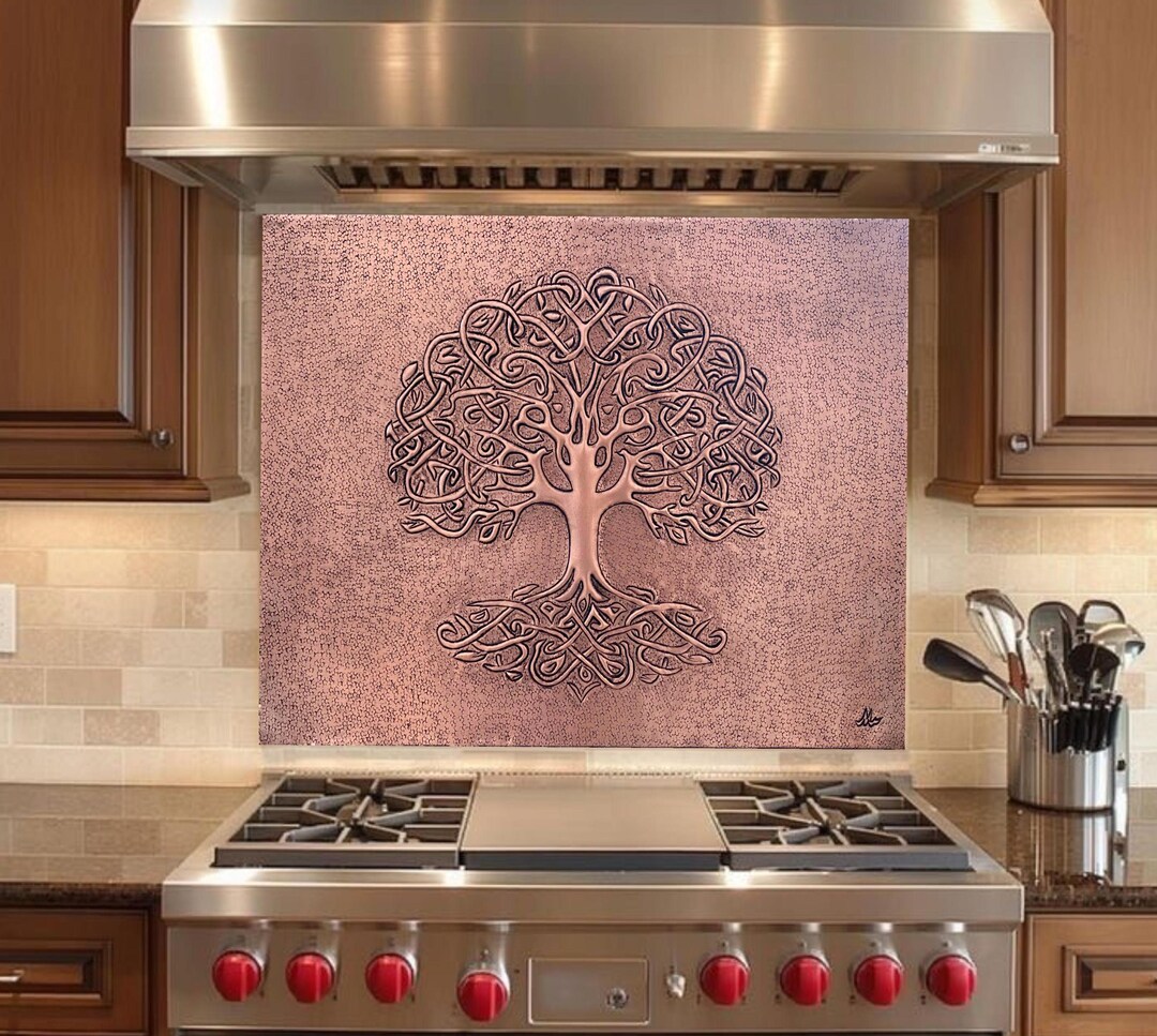 Rooted Tree of Life Kitchen Backsplash Tile,handmade Intricate Branched ...