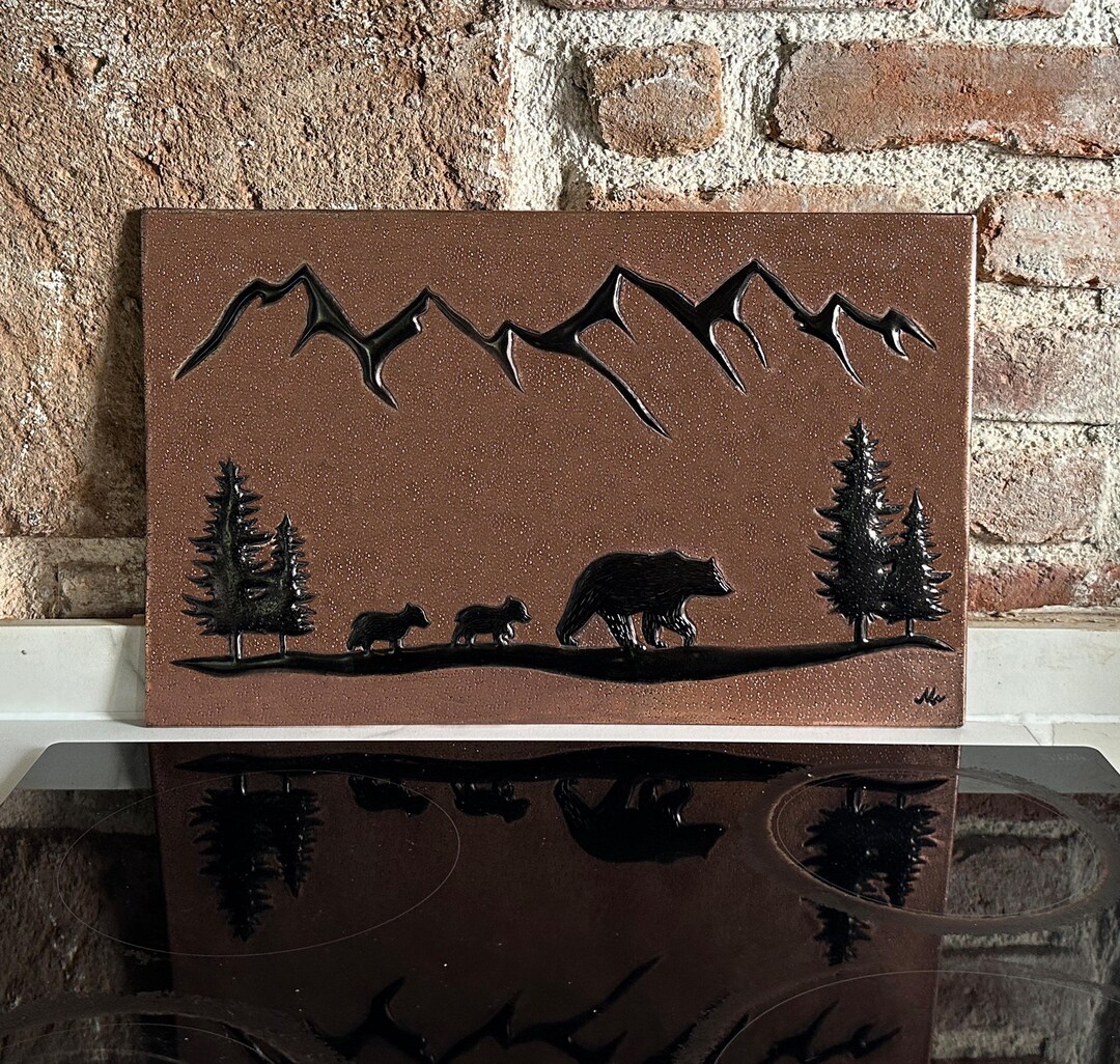 Bear and Family Copper Backsplash Tile,natural Scene Wall Decor ...