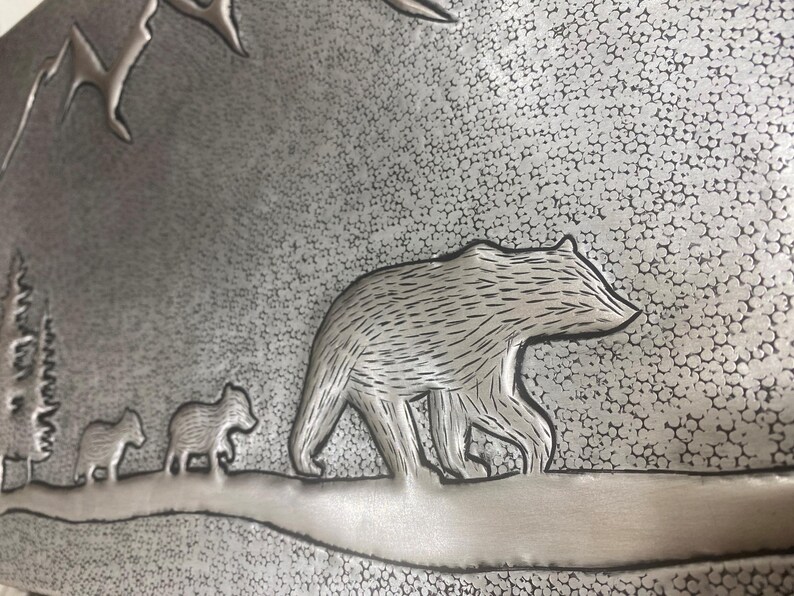 Handmade Copper Bear Nature Scene, Kitchen Stove Backsplash Tile ...