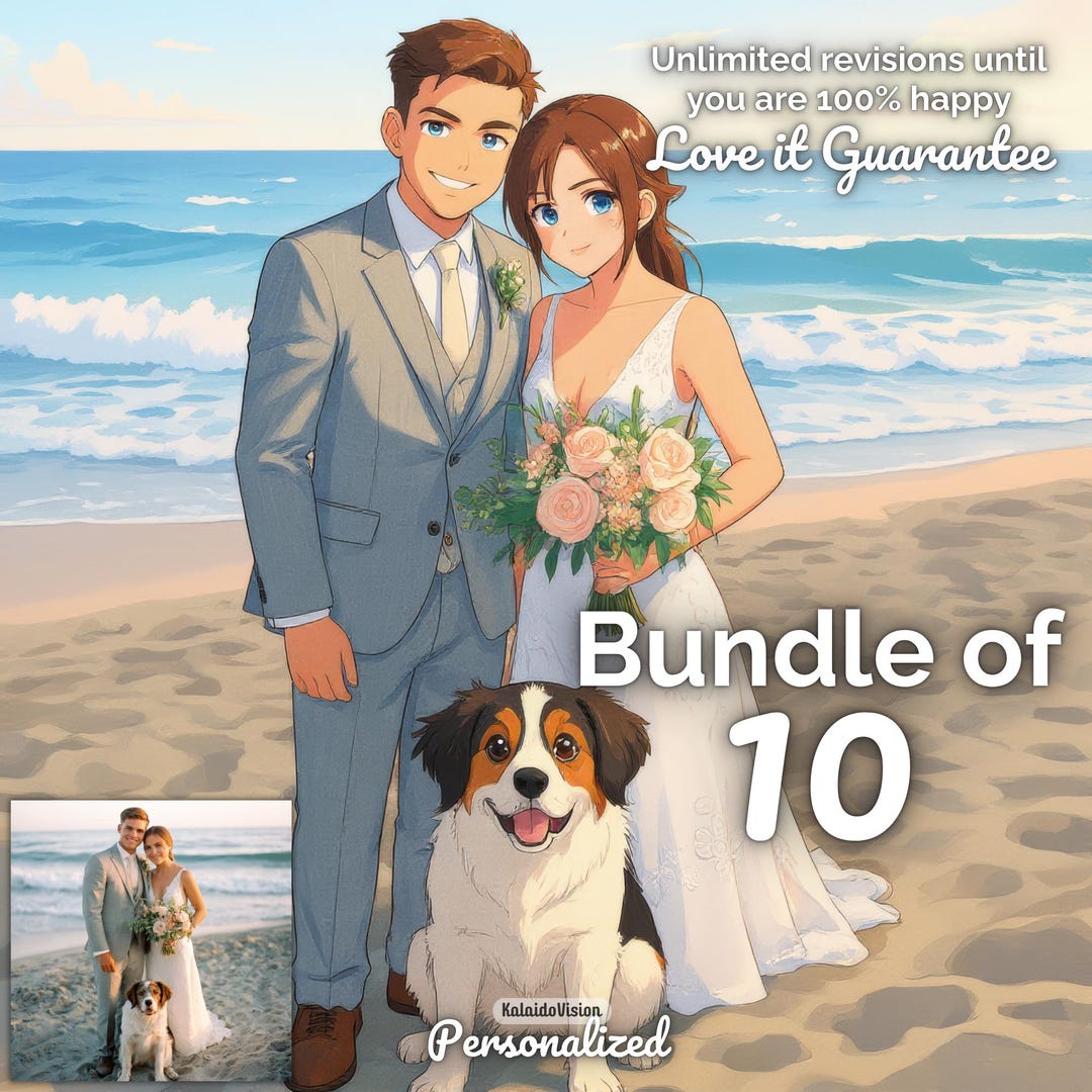 Personalized Digital Portrait From Photo Bundle of 10 Custom Anime ...