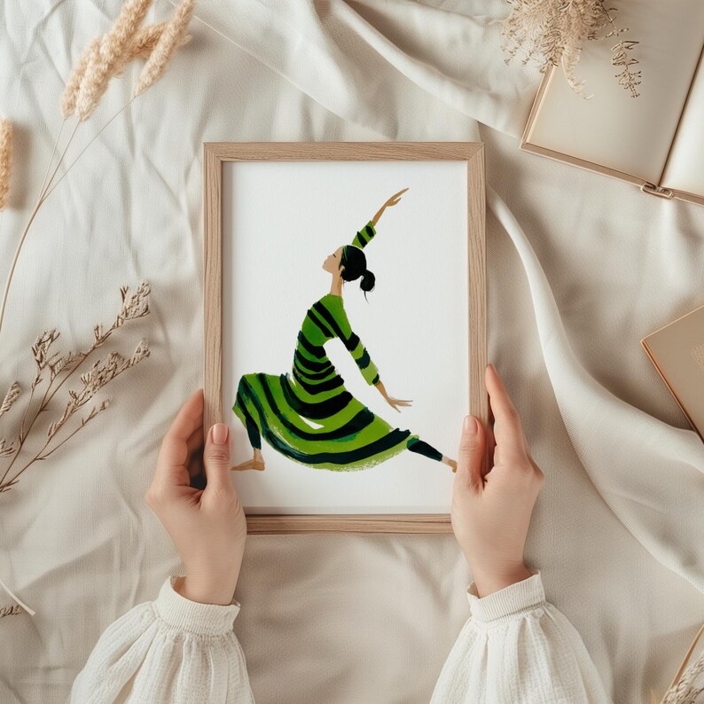 Graceful Modern Yoga Pose Art - Printable Watercolor Illustration ...