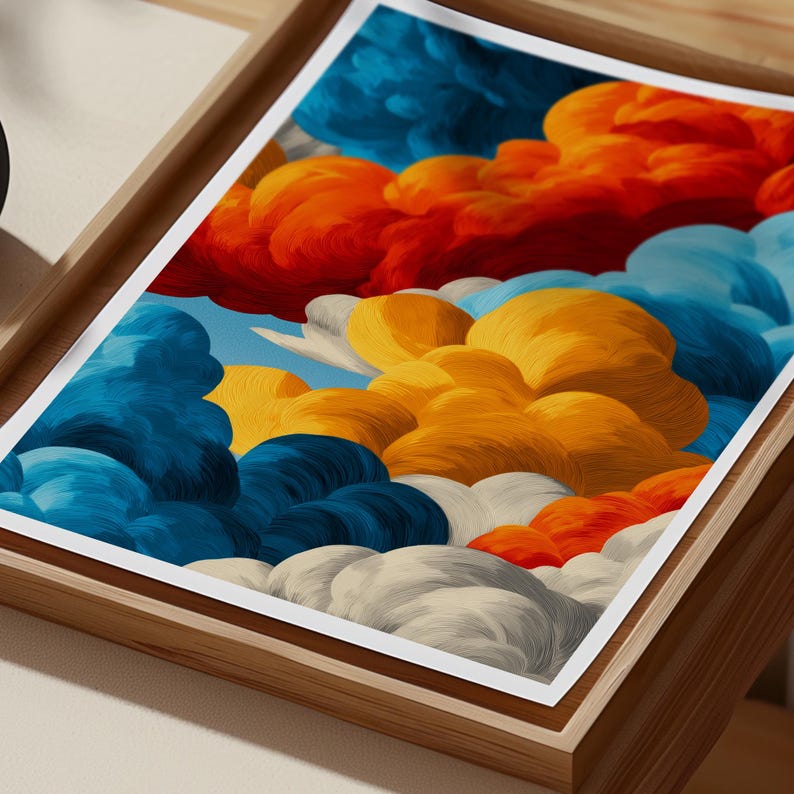Arte imprimível de paisagem de nuvens melancólicas - Estilo gráfico ...