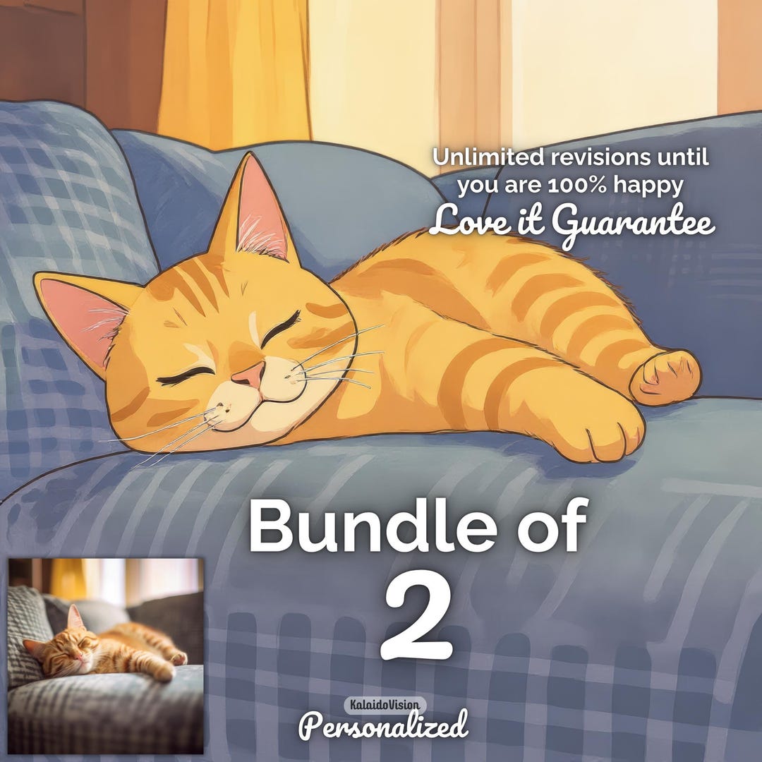 Personalized Anime Portrait From Photo: Custom Digital Cat Art Gift ...