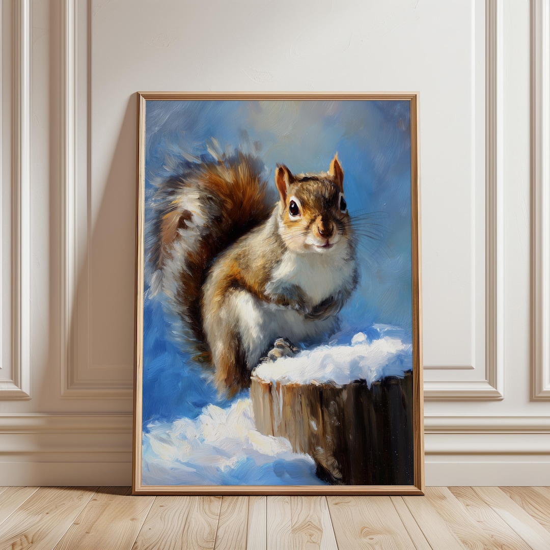 Arte rústica de esquilo de inverno para imprimir - Retrato aconchegante ...