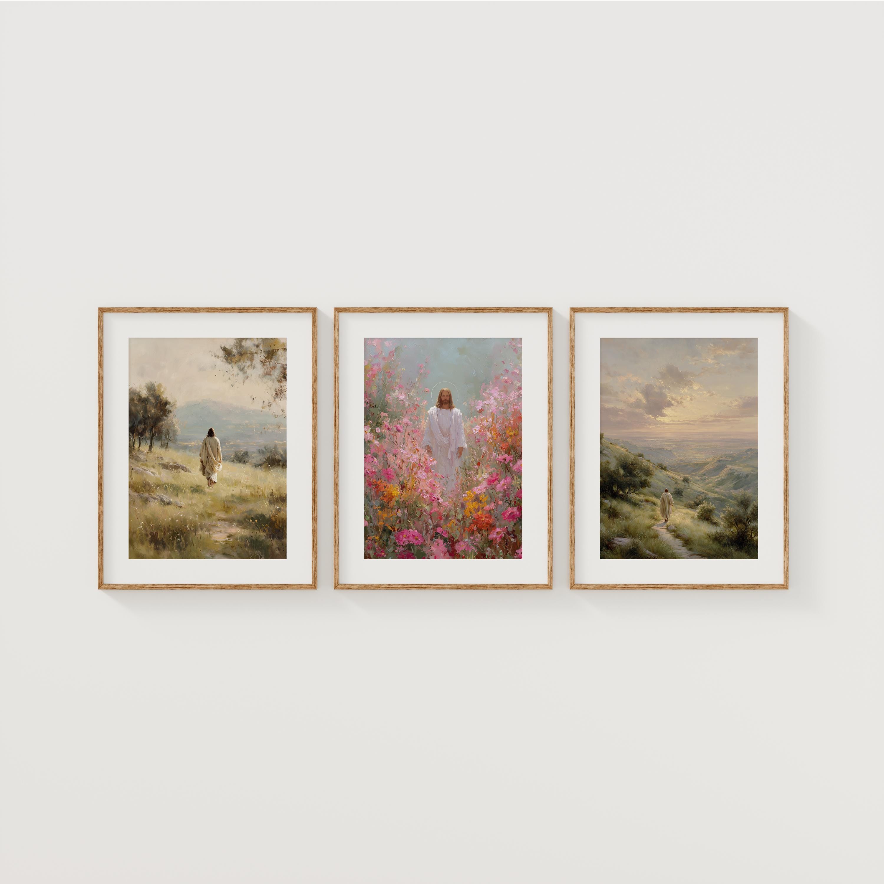 Jesus Christ Landscape Wall Art Set of 3 Printable Spiritual Paintings ...