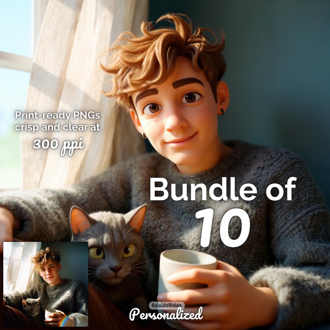 Personalized 3D Cartoon Portrait: Custom Digital Art Bundle (10 Photos ...