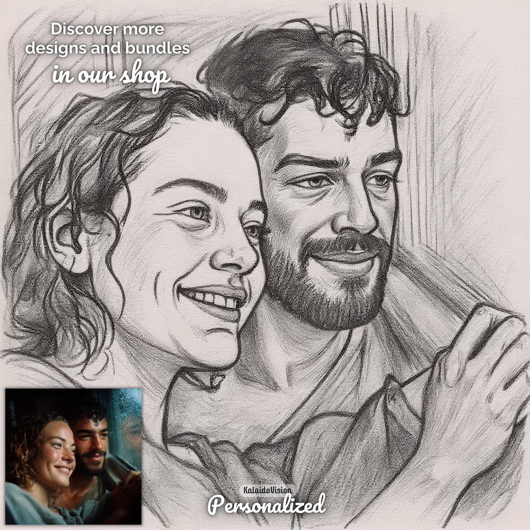 Custom Portrait From Photo Capture Cherished Memories With a Sketched ...