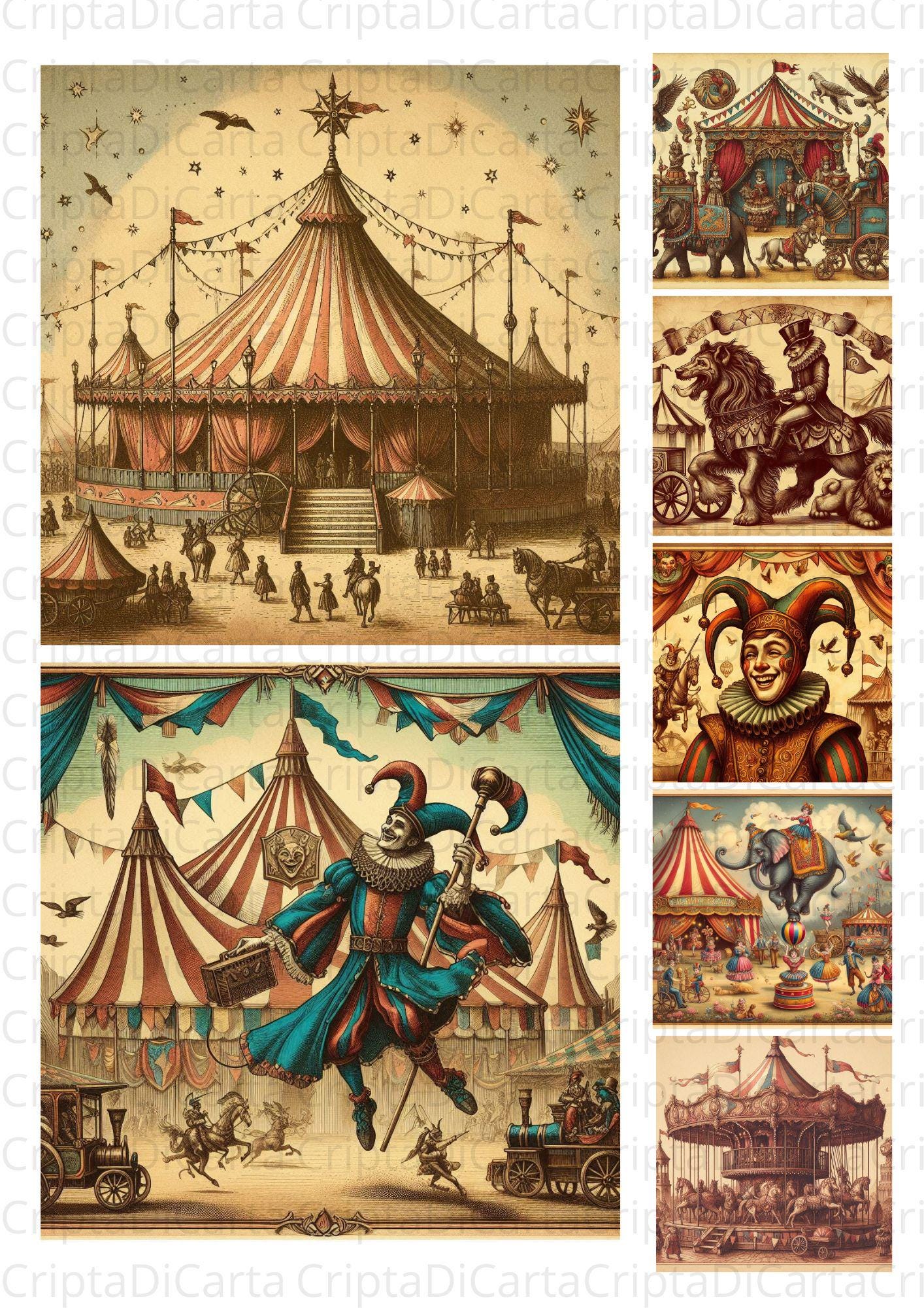 Medieval Circus DIGITAL Junk Journal Kit, 92 Circus Printables ...