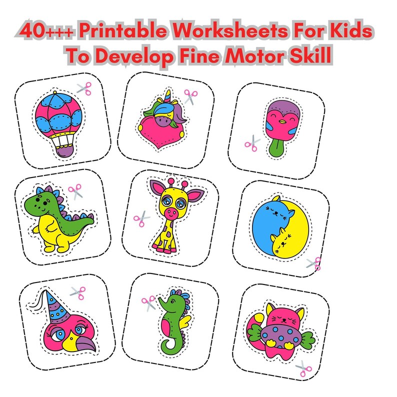 Back to School Scissor Skills Printable Worksheets, Kids Cutting ...