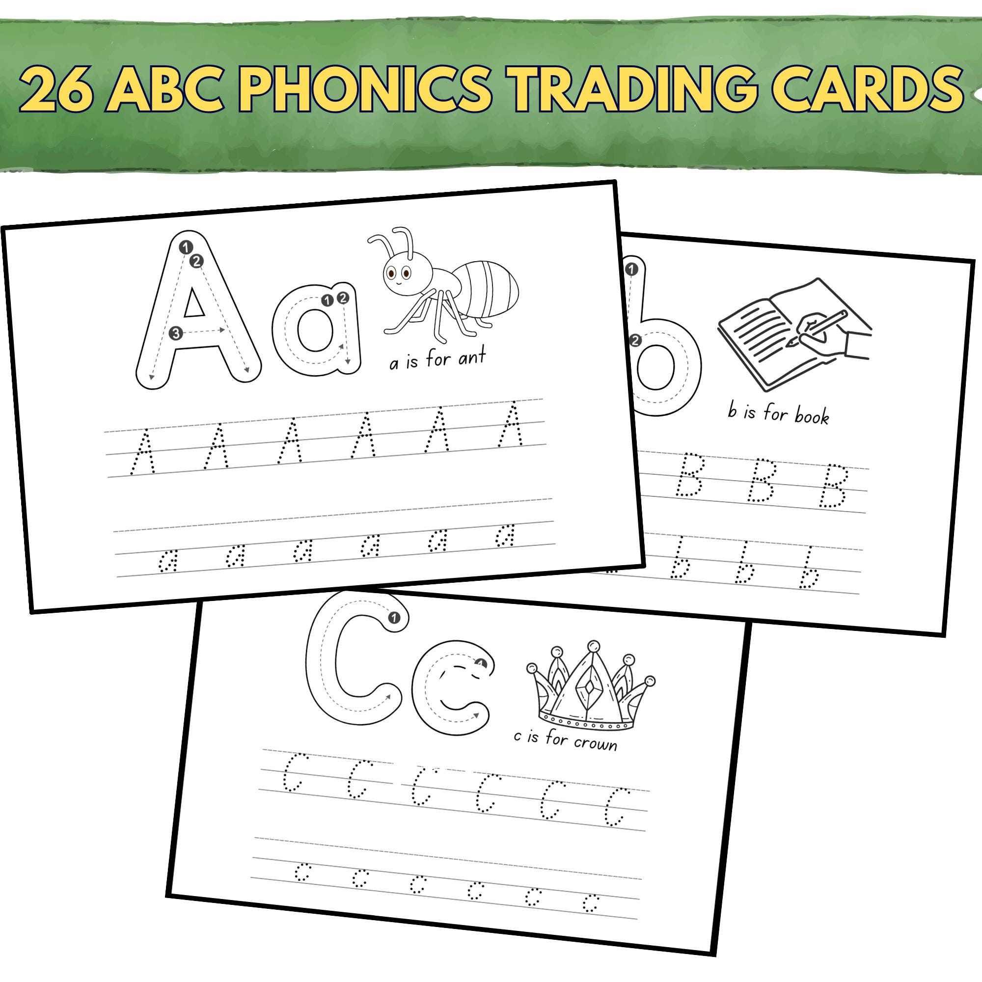 26 ABC Phonics Tracing Cards, Letter Tracing & Handwriting Practice ...