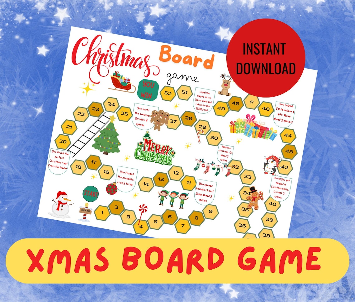 PRINTABLE Christmas Board Game, Xmas Family Party, Toddler Winter ...