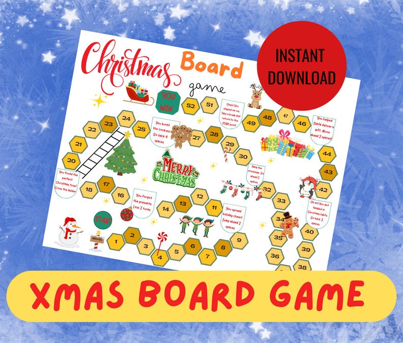PRINTABLE Christmas Board Game, Xmas Family Party, Toddler Winter ...