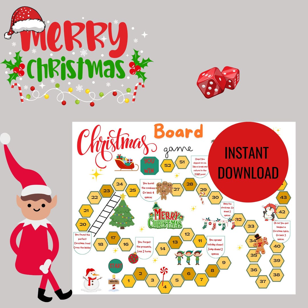 PRINTABLE Christmas Board Game, Xmas Family Party, Toddler Winter ...