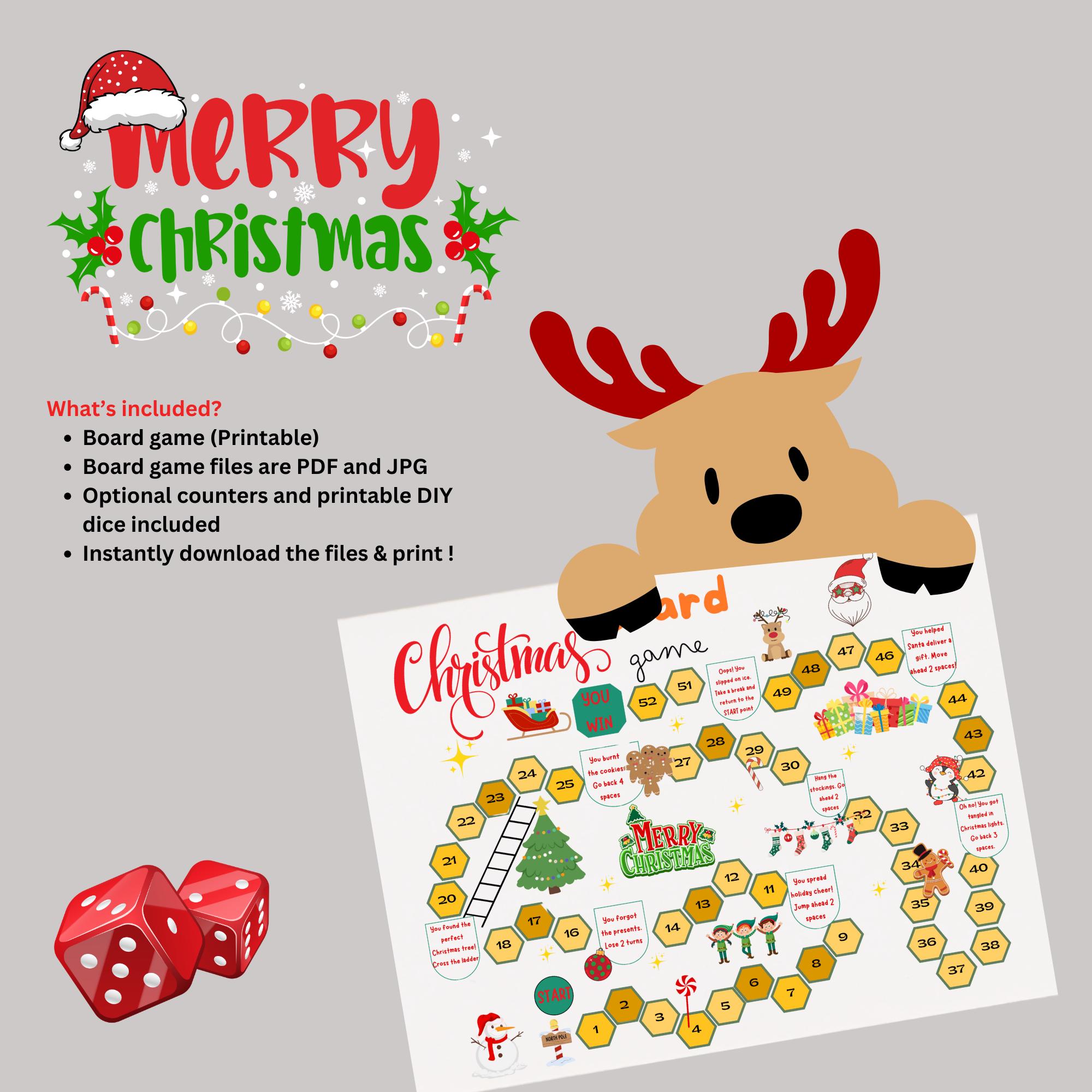 PRINTABLE Christmas Board Game, Xmas Family Party, Toddler Winter ...