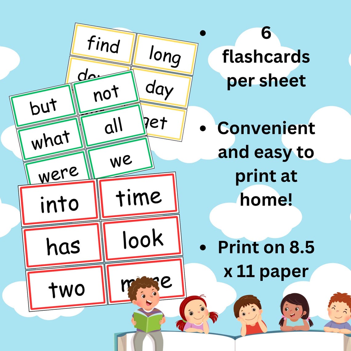 100 Printable Fry's First Hundred Sight Word Flashcards | Color Coded ...
