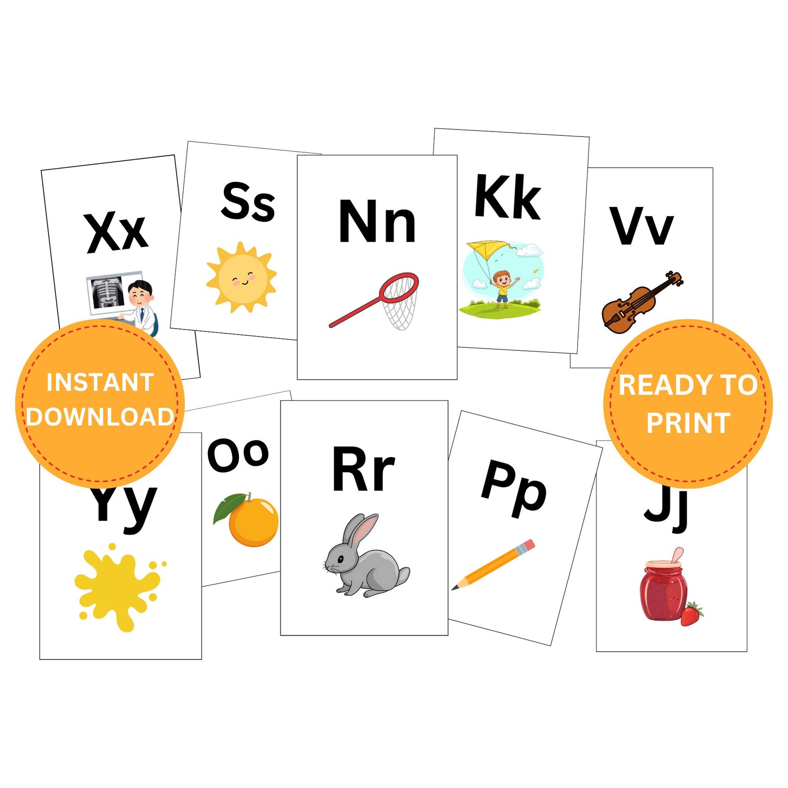 26 ABC Flash Cards, Educational Cards, A-Z Cards, Learn Abcs, Alphabet ...