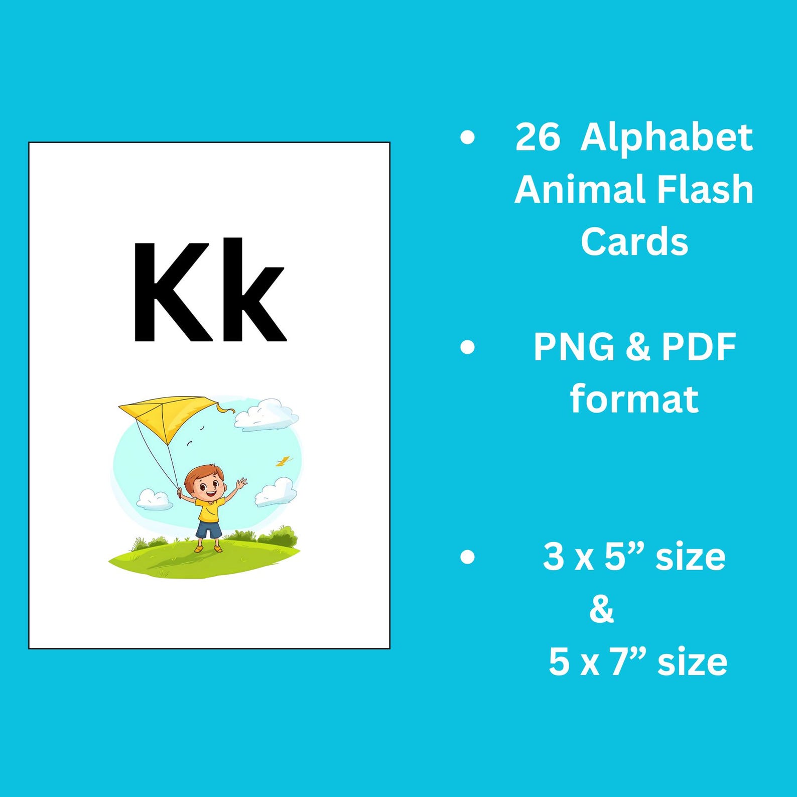 26 ABC Flash Cards, Educational Cards, A-Z Cards, Learn Abcs, Alphabet ...