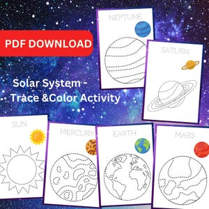 Solar System Trace and Coloring Pages, Outer Space, Planets Coloring ...