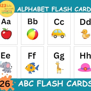 26 ABC Flash Cards, Educational Cards, A-Z Cards, Learn Abcs, Alphabet ...