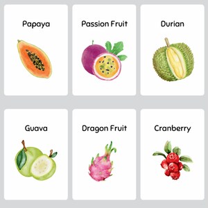 32 Mini Watercolor FRUIT Flashcards, Kids Printable, Learning Fruit ...