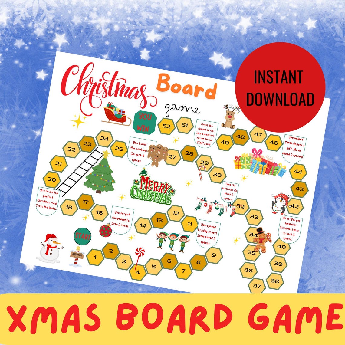 PRINTABLE Christmas Board Game, Xmas Family Party, Toddler Winter ...