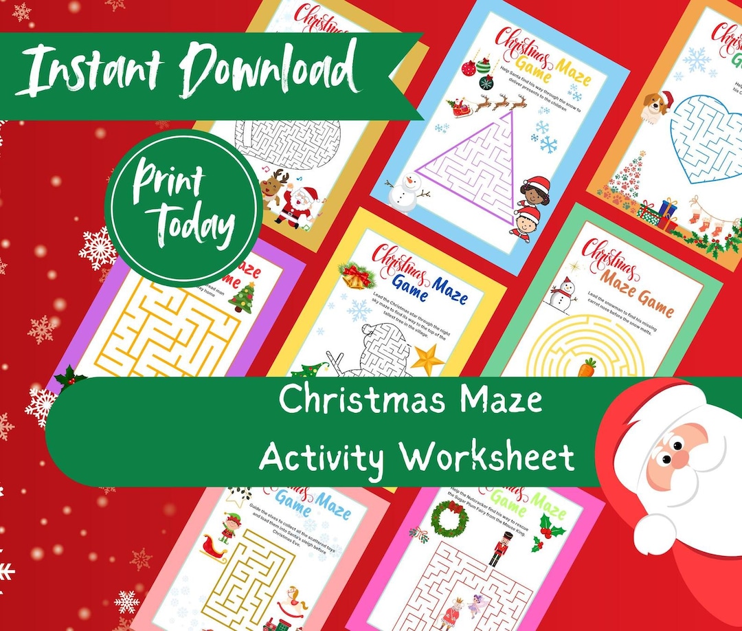 Printable Christmas Maze Activity Bundle (PDF) - Etsy UK